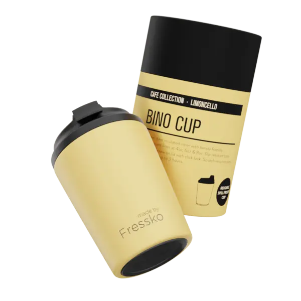 FRESSKO Bino 8oz / 227ml Reusable Coffee Cup, Stainless Steel Limoncello - Yellow