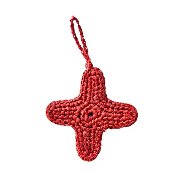 ZANATANY CONCEPTS Star Raffia Keyring - Red