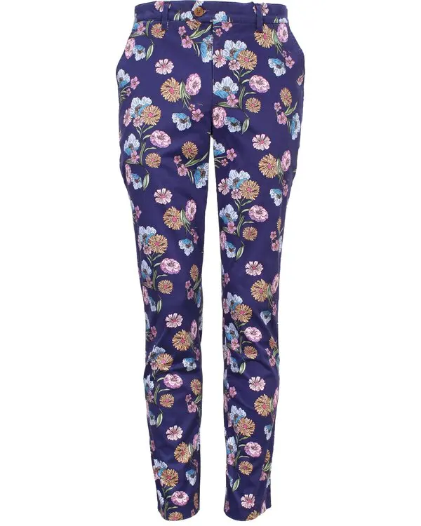 LORDS OF HARLECH Purple / Blue Jack Lux Spaced Floral Pant Navy - Purple/blue