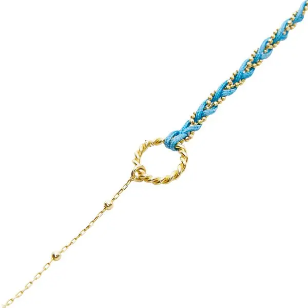 SPERO LONDON Handmade Rope Braided Sterling Silver Beaded Chain Bracelet - Blue