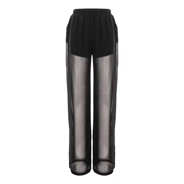 CONCEPT A TROIS Semi-transparent Voile Pants With Sequin Detail