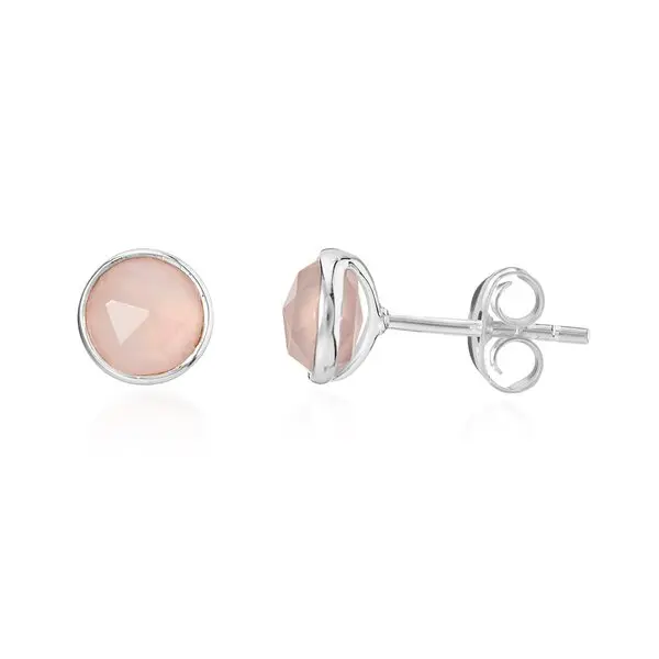 AUREE JEWELLERY Savanne Pink Chalcedony Stud Earrings - Pink/silver