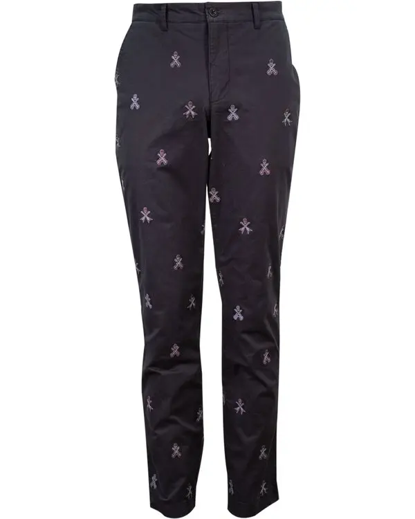 LORDS OF HARLECH Charles Rockskull Embroidery Trousers - Black