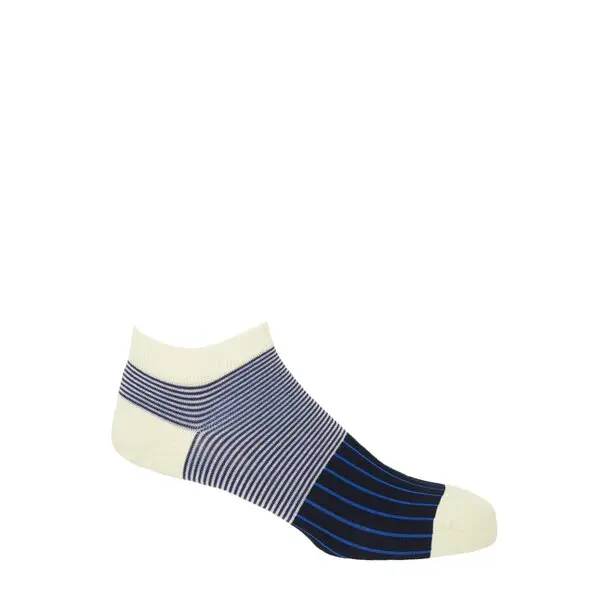 PEPER HAROW - MADE IN ENGLAND Oxford Stripe Trainer Socks - Black