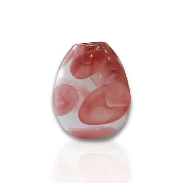 MARLETH Pink / White Large Murano Glass Balloon Vase – Rose Swirl - Pink/white