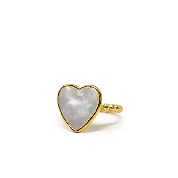 VINTOUCH ITALY Happy Heart Pearl Ring - Gold/white