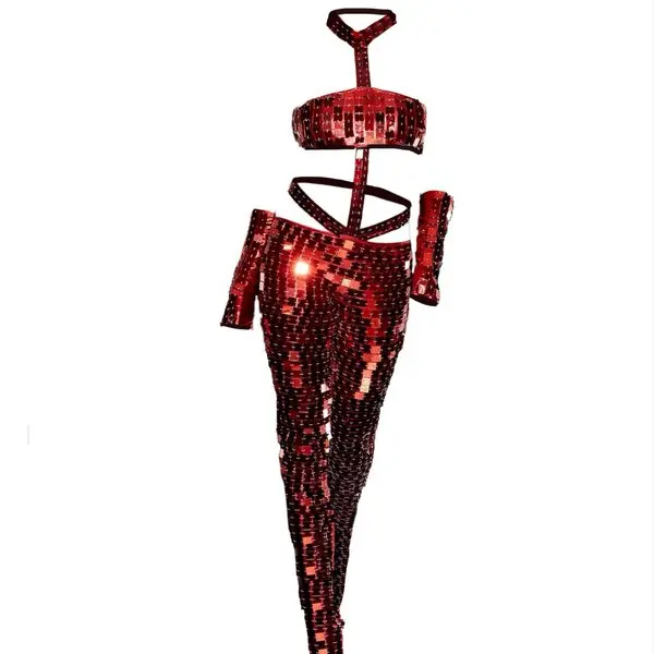 HARMONIA NY Discotika Mirrored Catsuit Dani Watanabe - Red