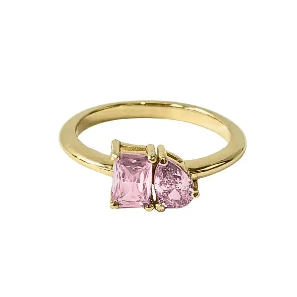 BELINDA JEWELZ Toi Et Moi Topaz Ring - Pink