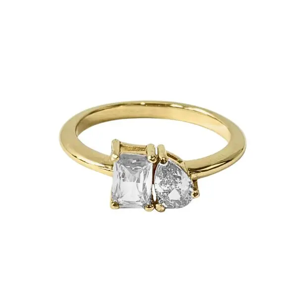 BELINDA JEWELZ Toi Et Moi Topaz Ring - White