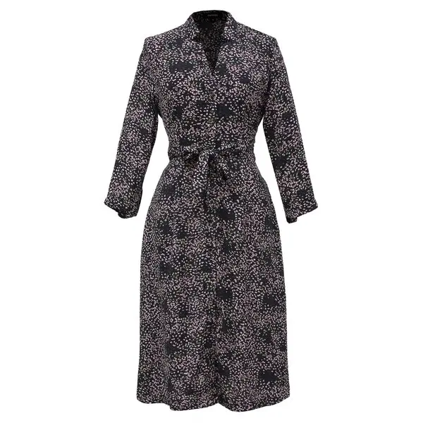SMART AND JOY Minimalist Printed Tea Dress - Black