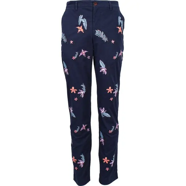 LORDS OF HARLECH Charles Flower Embroidery Pant - Blue