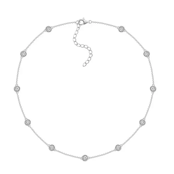 DIAMONBLISS Bezel Station Necklace - White