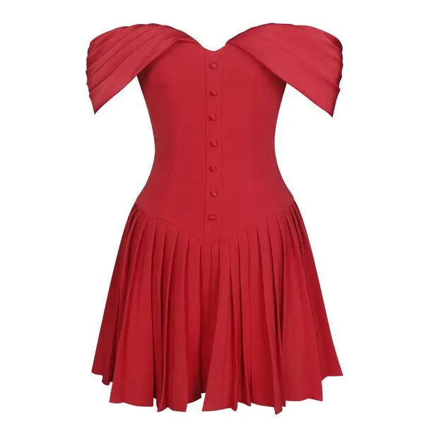 MISS CIRCLE NEW YORK Off-shoulder Mini Dress With Corset - Red