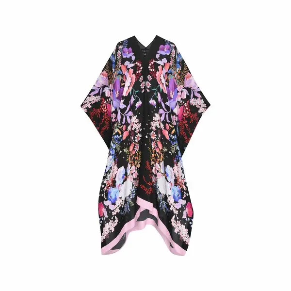 MENG Silk Georgette Kaftan - Black