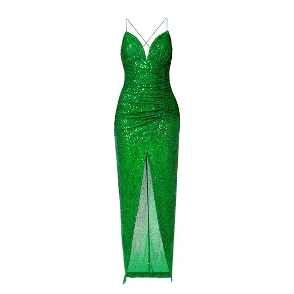 AGGI BY HALEWSKI Ailish Shamrock Sequin Maxi Dress - Green