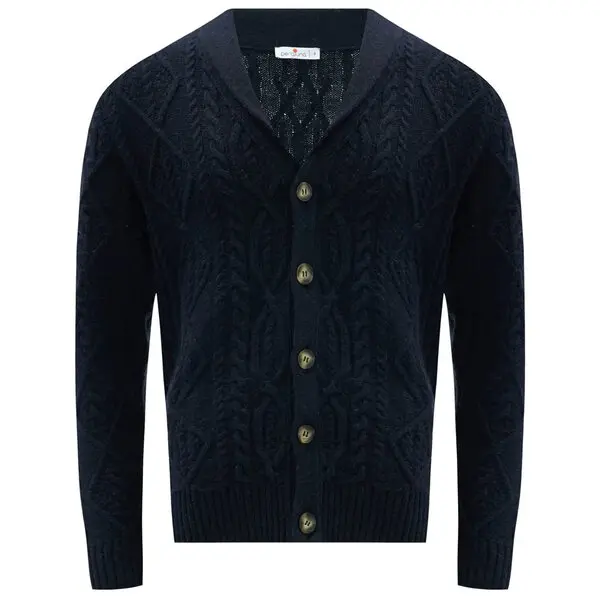 PERALUNA Shawl Collar Cable Knit Cardigan
