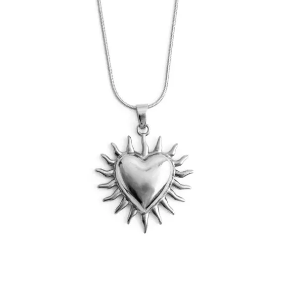 MAISON DE GALA Sun Heart Pendant Necklace - Silver