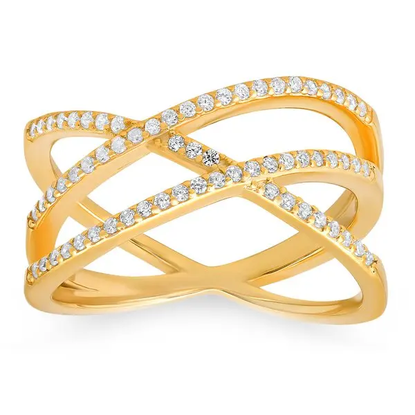 KYLIE HARPER Criss-cross Diamond Cz Ring - Gold