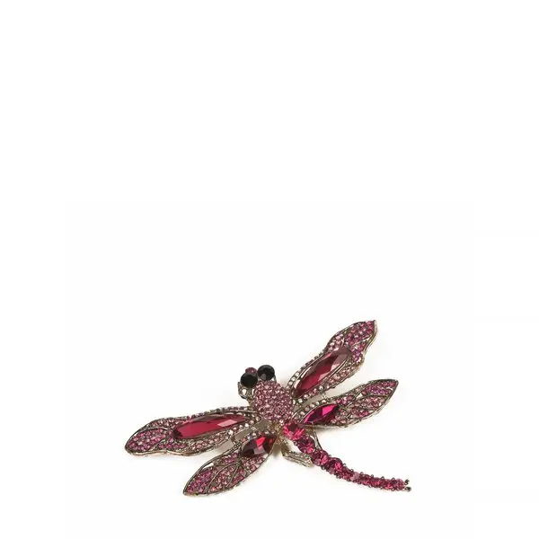 ADDICTED2 Dragonfly Brooch With Crystals And Rhinestones - Gold/pink