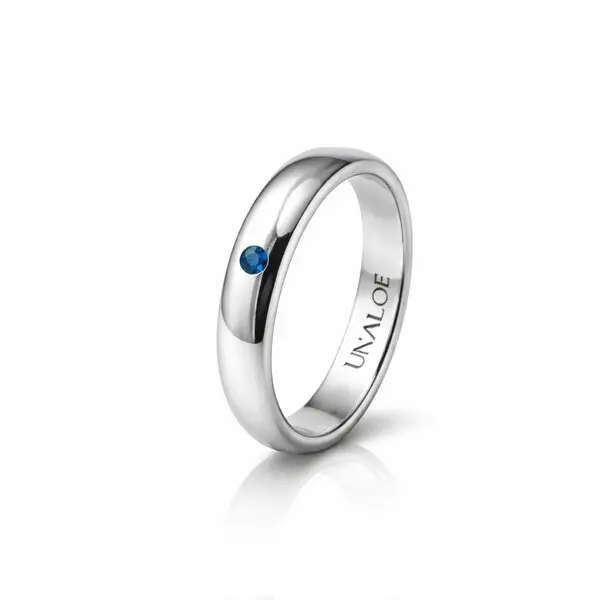 UNALOE Smooth Sterling Silver Band Ring With Sapphire - Blue/silver