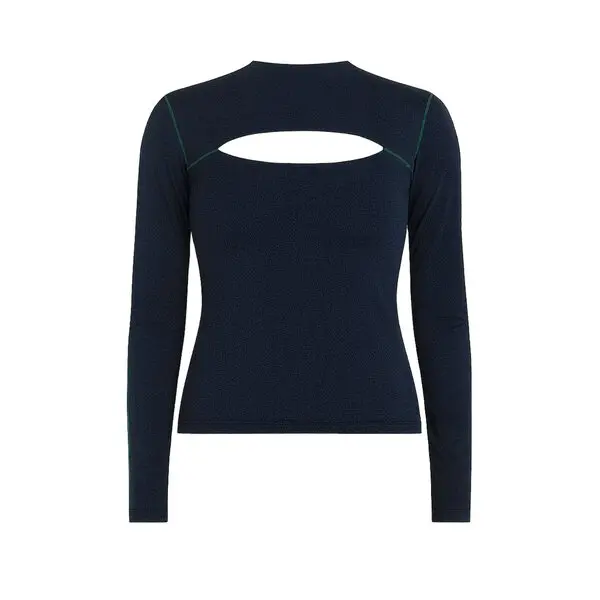 YORSTRULY Cut-out Long-sleeve Techsilk Top