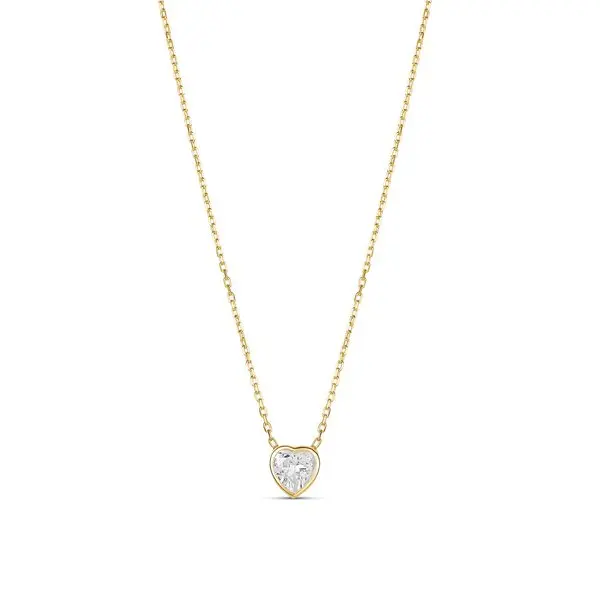 SHYMI Mini Bezel Solitaire Heart Necklace - Gold