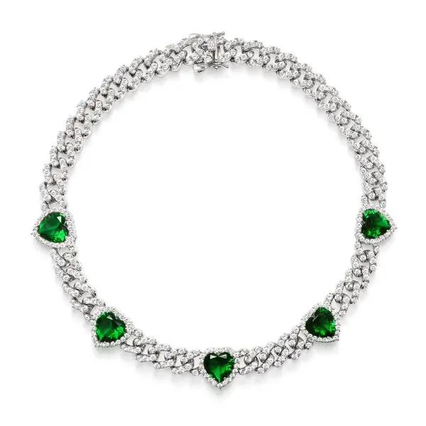 NIALAYA JEWELRY Silver Embellished Choker - Silver/green