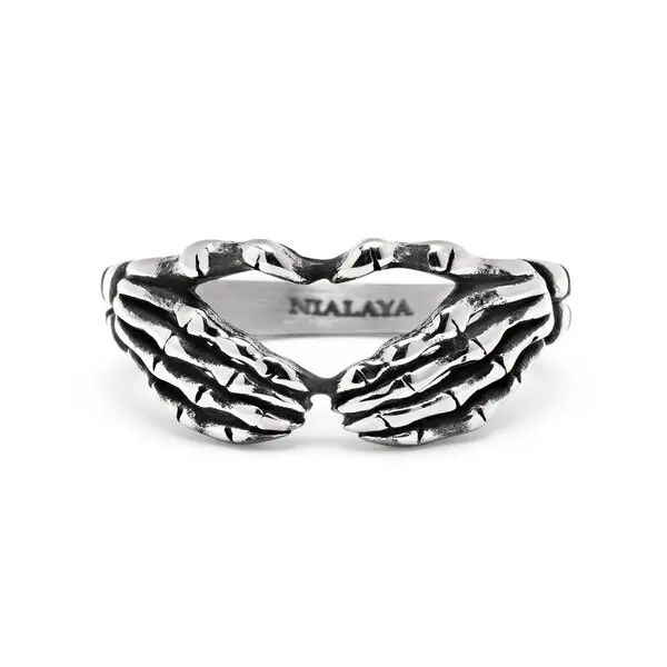 NIALAYA JEWELRY Skeleton Hand Ring - Silver