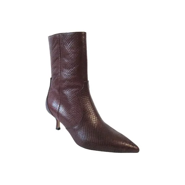 MAILE Stacie Snake-print Kitten Heel Boots