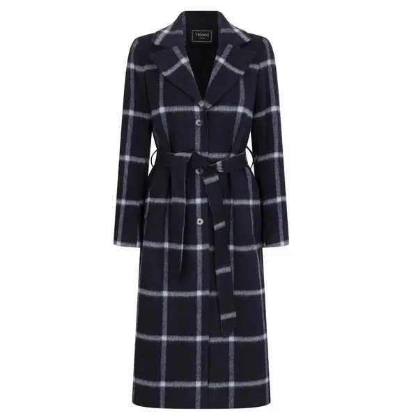 TRIONA Windowpane Erin Belted Coat