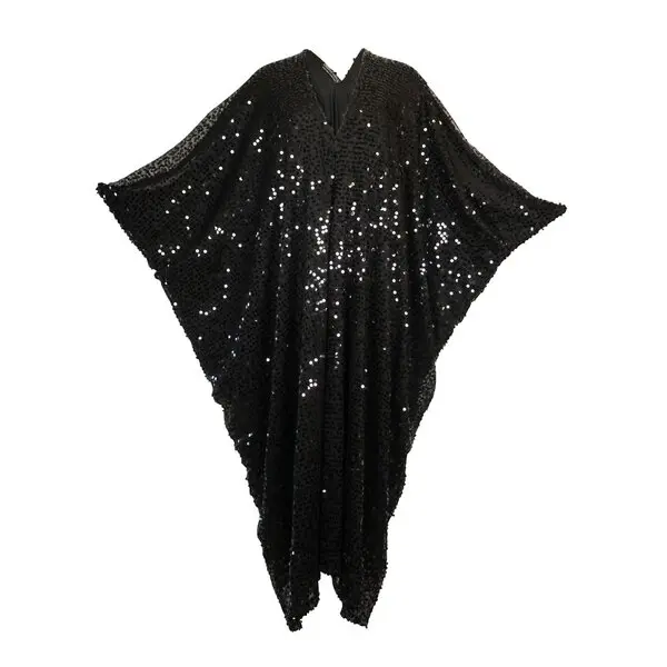 JENNAFER GRACE Sequin Mesh Caftan - Black