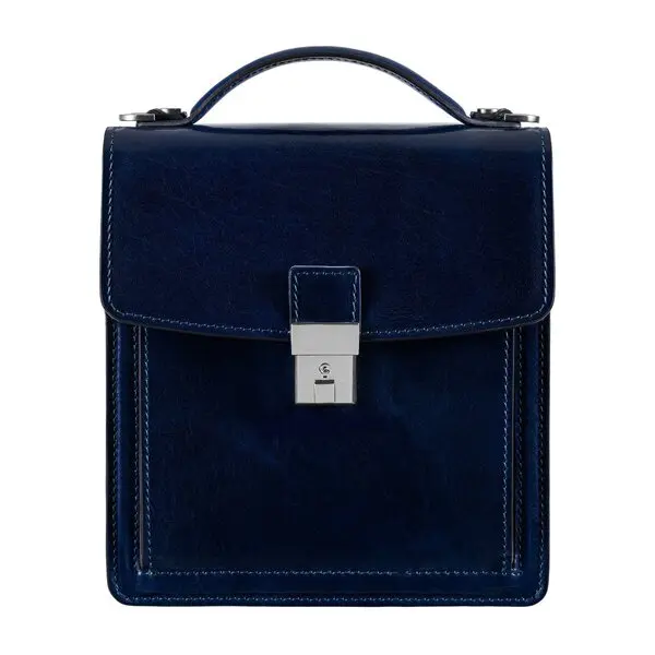 TIME RESISTANCE Small Leather Briefcase - Blue