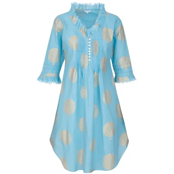 AT LAST... Annabel Cotton Tunic - Blue/gold