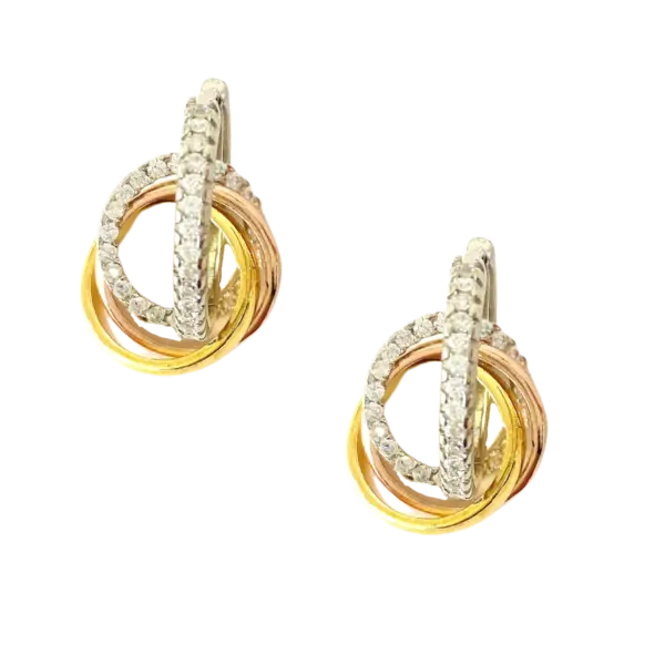 SPERO LONDON Multi-tone Cubic Zirconia Hoop Earrings - Gold/rose Gold/silver