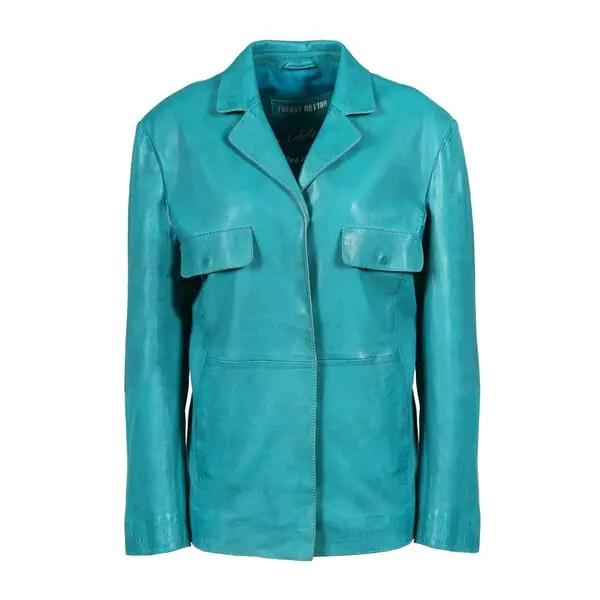 FREAKY NATION Oversized Leather Blazer - Blue