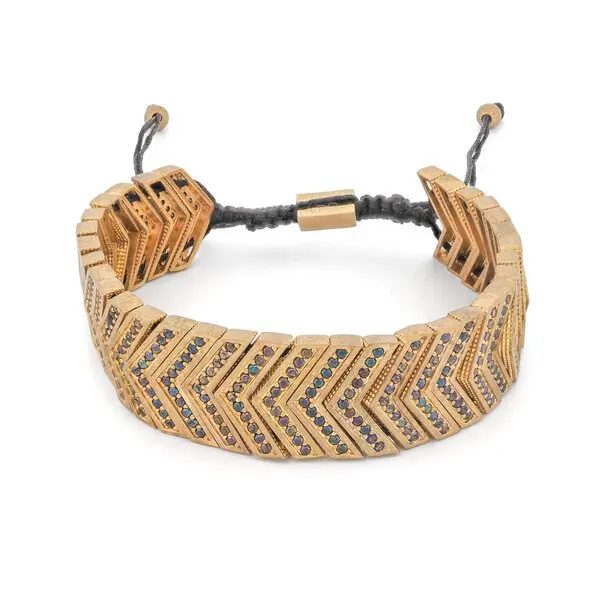 EBRU JEWELRY Divine Shield Black Zircon Bracelet - Gold/black