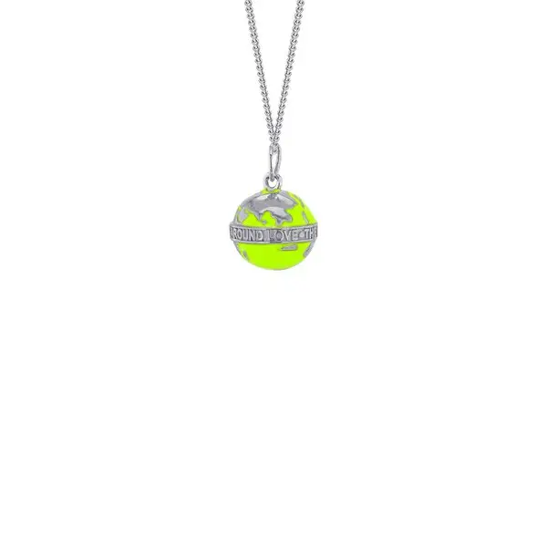 TRUE ROCKS Sterling Silver Mini Globe Pendant - Silver/green