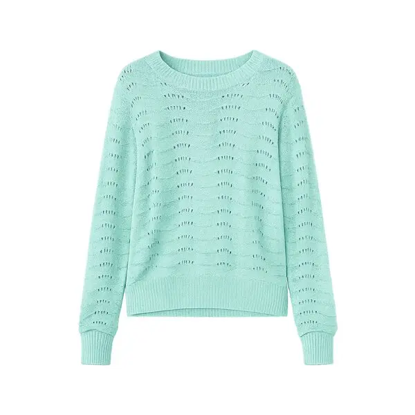 YUMI Aqua Wave Metallic Thread Relaxed Jumper - Blue