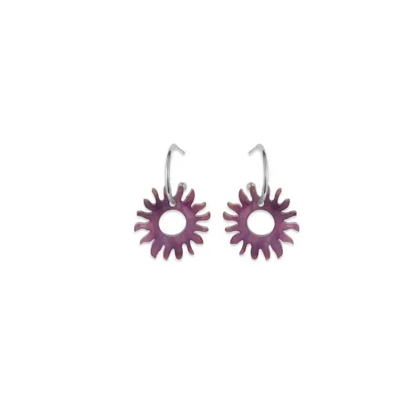 TOOLALLY Sun Hoop Amethyst Pearl Earrings - Purple