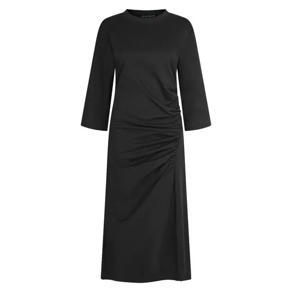 RAVE ON TREND Ruched Cotton T-shirt Dress - Black