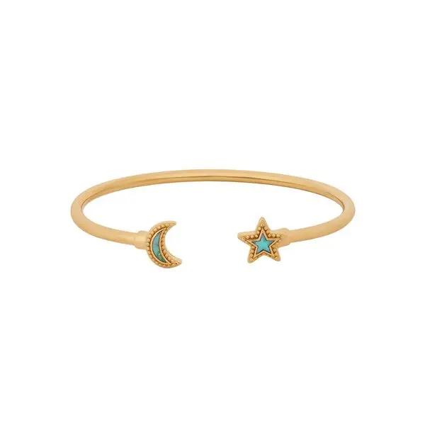 KARMA AND LUCK Moon & Star Gold Cuff Bracelet - Blue/green/gold