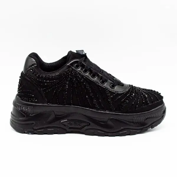 RETTROSE Sofia Noir Embellished Trainers