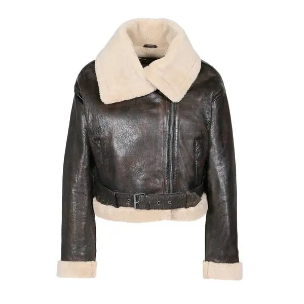 FREAKY NATION Vintage-inspired Aviator Leather Jacket