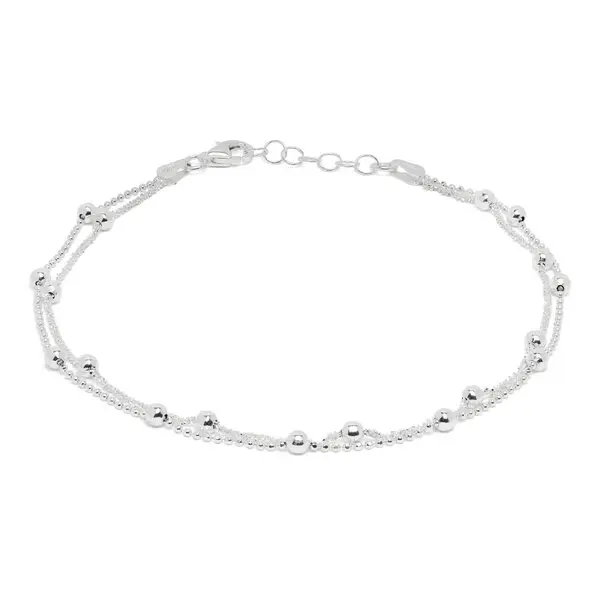 KAIZARIN Double Beaded Anklet - Silver
