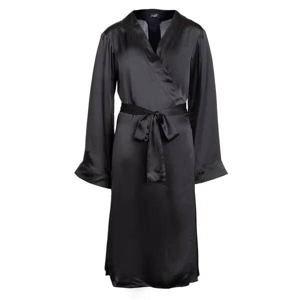 JE MÉRITE (I DESERVE) Silk Wrap Robe - Black