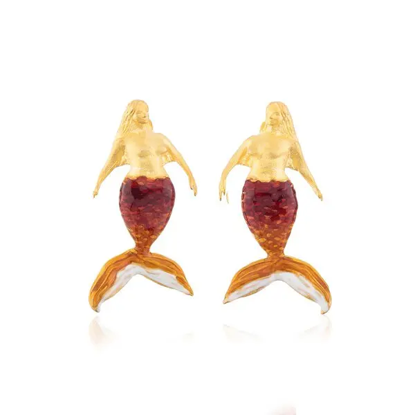 MILOU JEWELRY Mermaid Drop Earrings - Orange