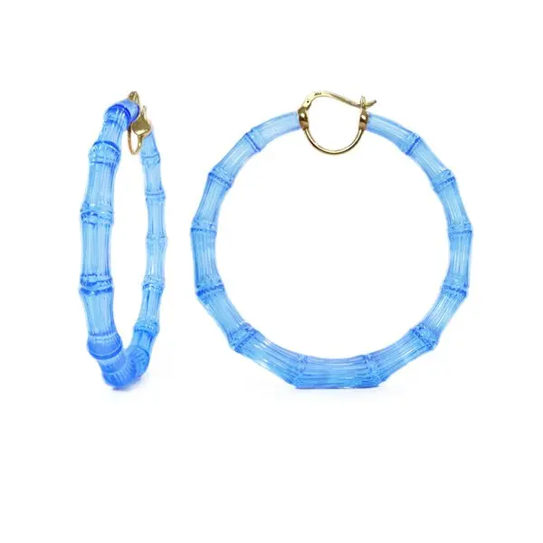 GOLD & HONEY Bamboo Hoop Earrings - Blue/gold