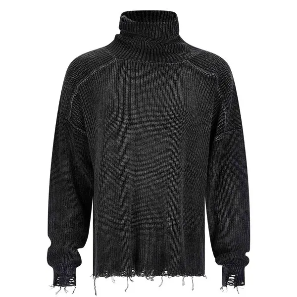 ARDEA Mask Knit Cotton Sweater - Black