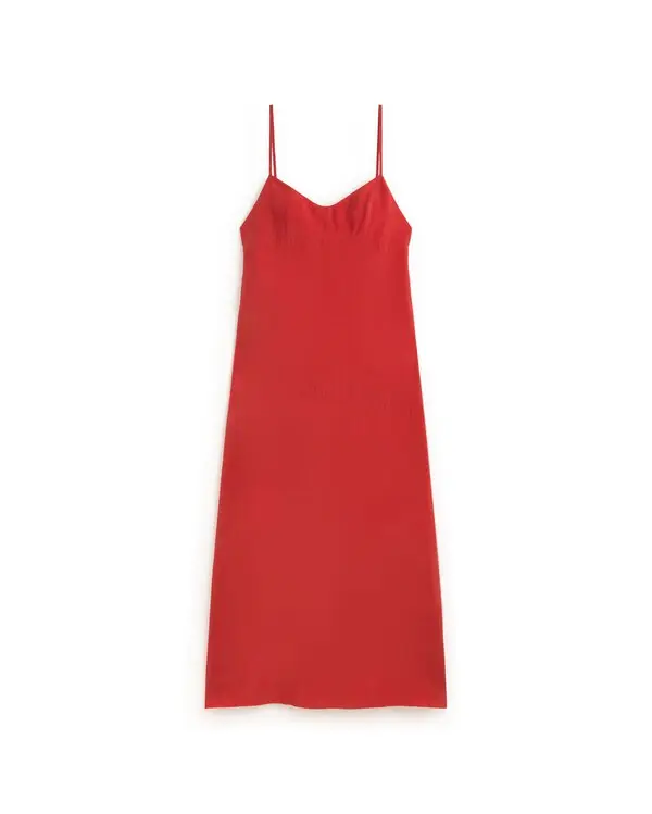 THINKING MU Long Cupro Dress - Red
