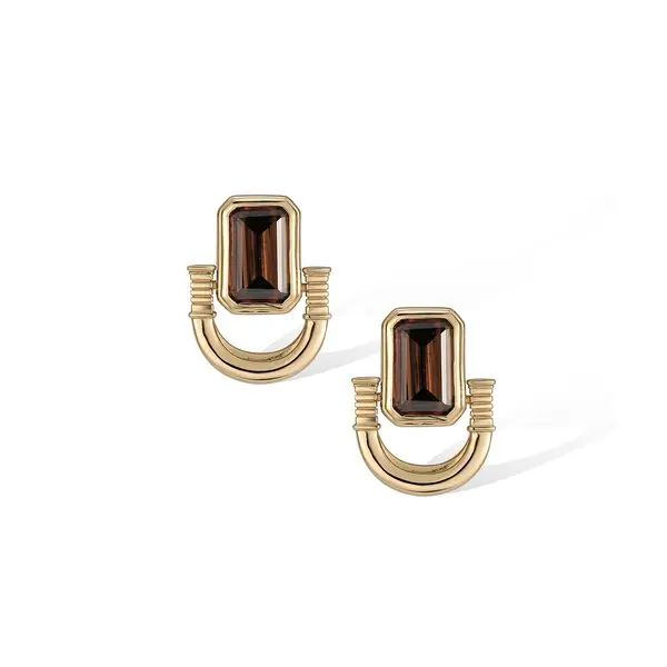 RETRO CHIC Brown / Gold Olympieion Earrings - Brown/gold